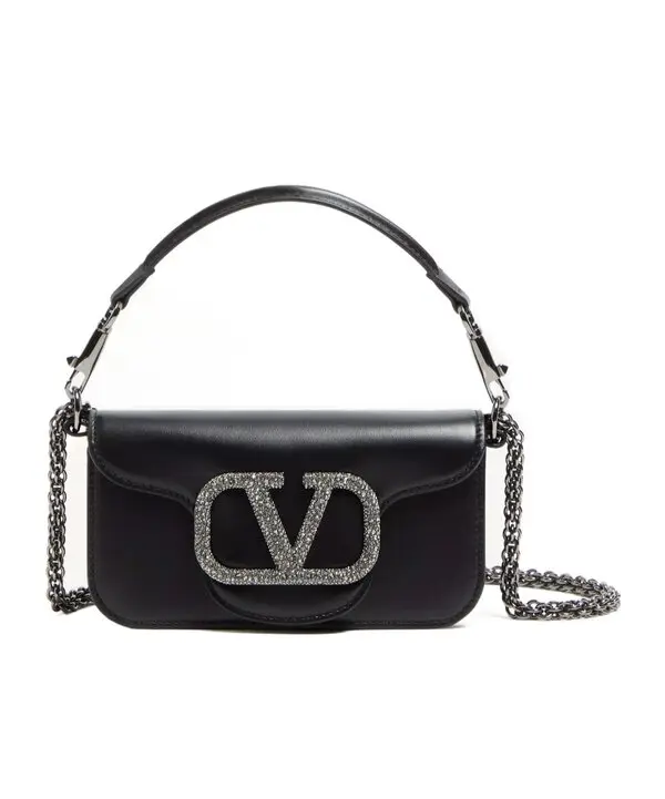 Valentino Garavani Locò Small Shoulder Bag With Jewel Logo - Black