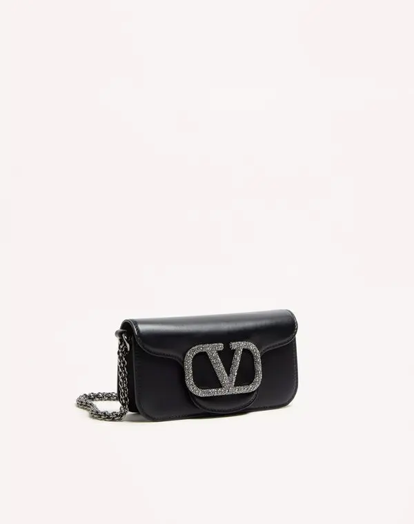Valentino Garavani Locò Small Shoulder Bag With Jewel Logo - Black