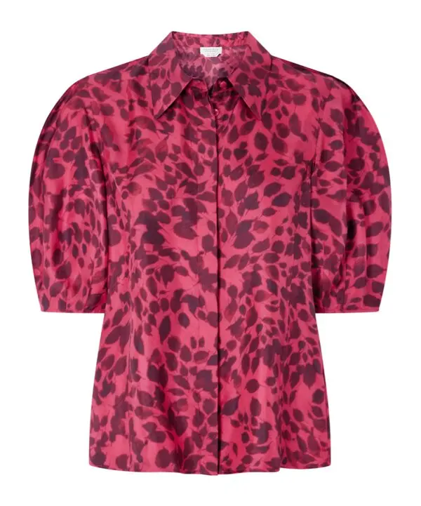 Gabriela Hearst Sansi Puff-sleeve Blouse With Graphic Detail - Pink