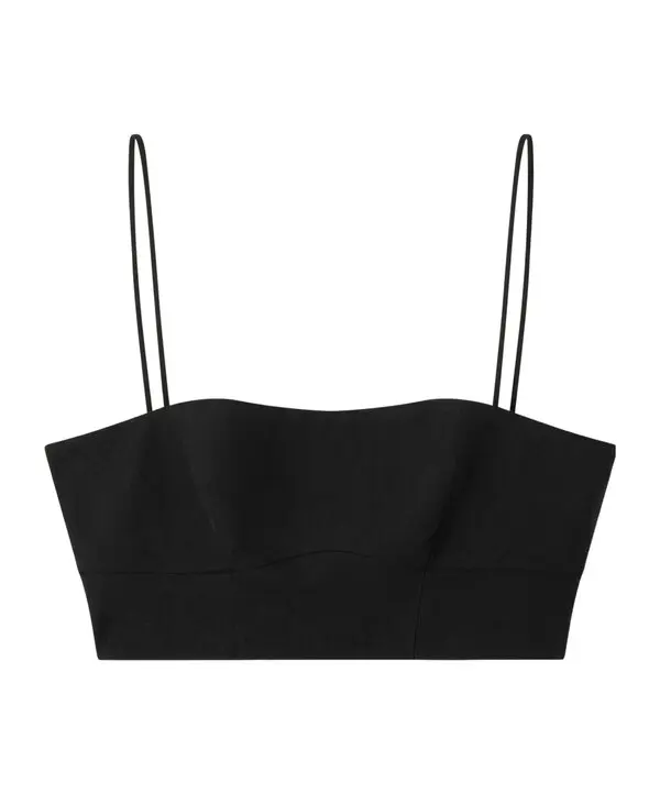 Gabriela Hearst Blazie Cropped Linen Top - Black