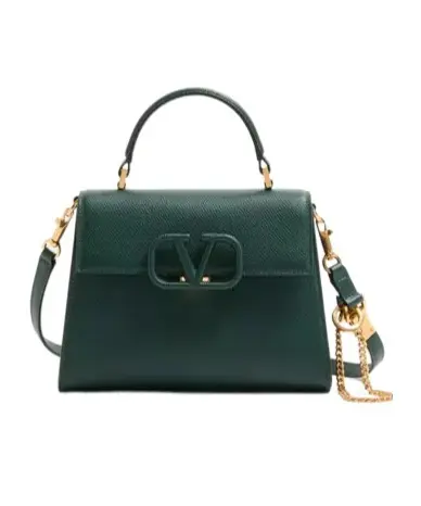 Valentino Garavani Vsling Small Handbag In Grainy Calfskin - Green