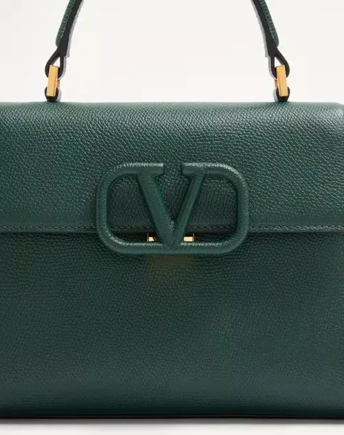 Valentino Garavani Vsling Small Handbag In Grainy Calfskin - Green