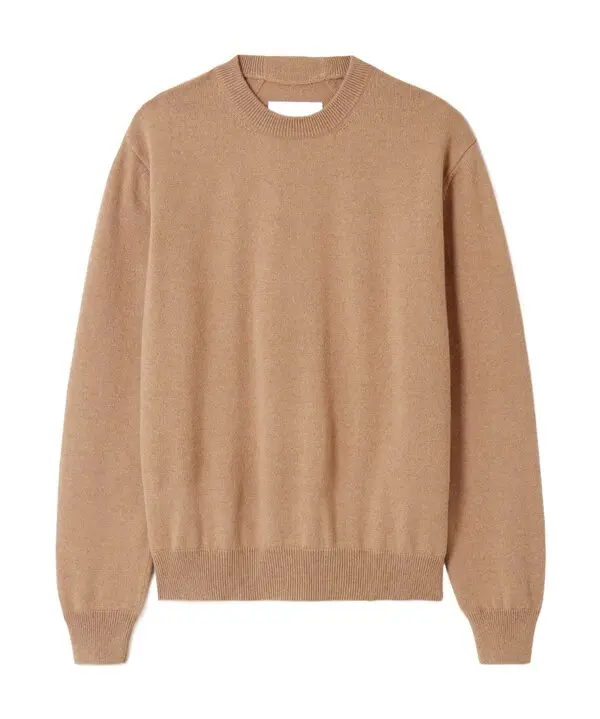 JIL SANDER Crew Neck Ribbed Trim Sweater - Brown