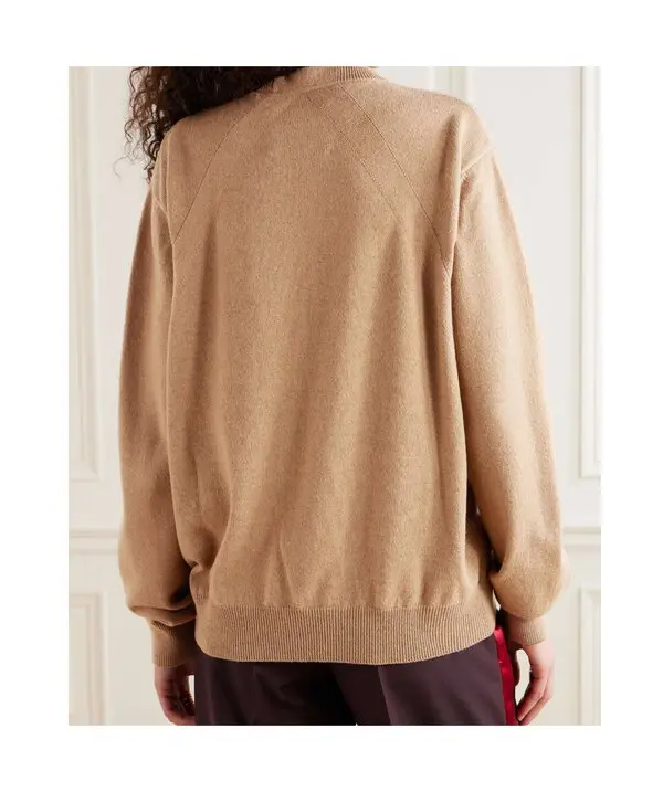 JIL SANDER Crew Neck Ribbed Trim Sweater - Brown