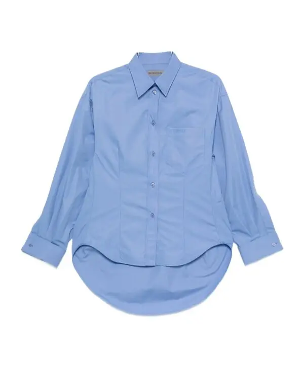 Balenciaga Asymmetrical Long Sleeve Shirt With Chest Pocket - Cornflower Blue