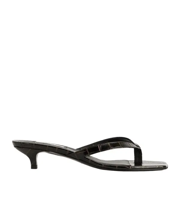 TOTEME Croc-effect Kitten-heel Sandals - Dark Brown