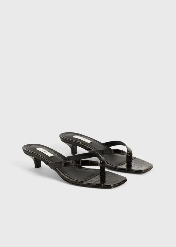 TOTEME Croc-effect Kitten-heel Sandals - Dark Brown