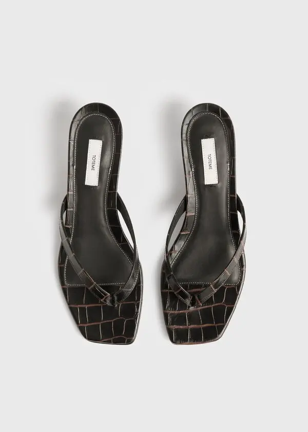 TOTEME Croc-effect Kitten-heel Sandals - Dark Brown