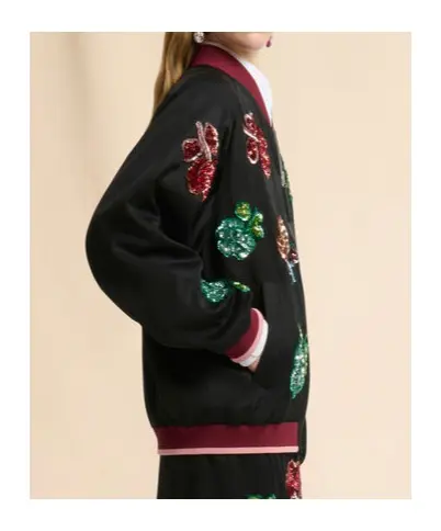 Marni Satin Bomber Jacket With Sequin Flowers