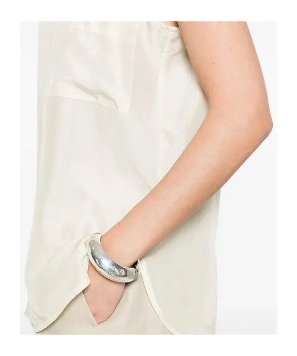 Barena Venezia Round Neck Sleeveless Vest With Chest Pocket - Pearl