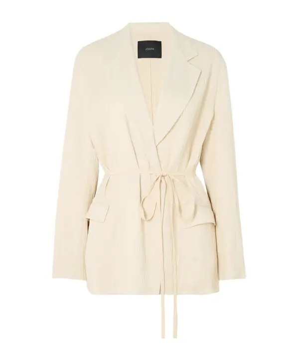 JOSEPH Gibellina Amelot Belted Jacquard Blazer - White