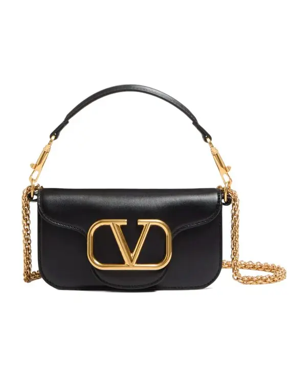 Valentino Garavani Locò Small Shoulder Bag In Calfskin - Black