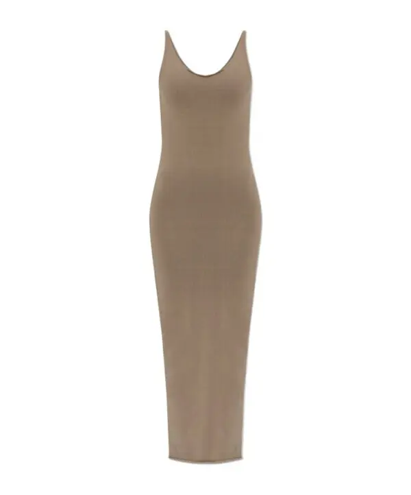 ENTIRE STUDIOS Raw Knit Midi Knitted Dress - Brown