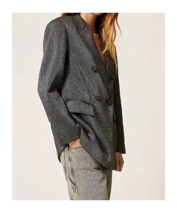 TWINSET Herringbone Double-breasted Blazer