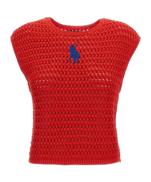 Polo Ralph Lauren Crochet Logo Detail Sleeveless Top