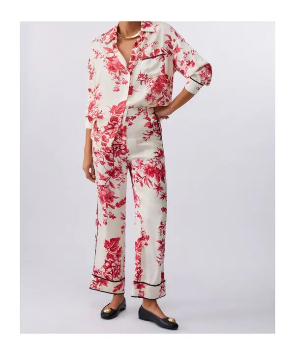 Liu Jo Floral Wide-leg Trousers - Red