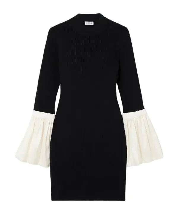 Simkhai Agathea Ribbed-knit Mini Dress With Statement Sleeves