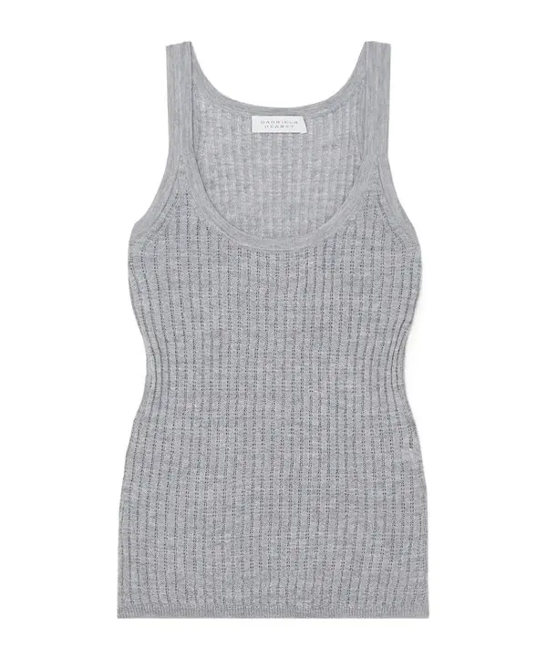 Gabriela Hearst Nevin Pointelle-knit Cashmere And Silk-blend Tank - Dark Gray