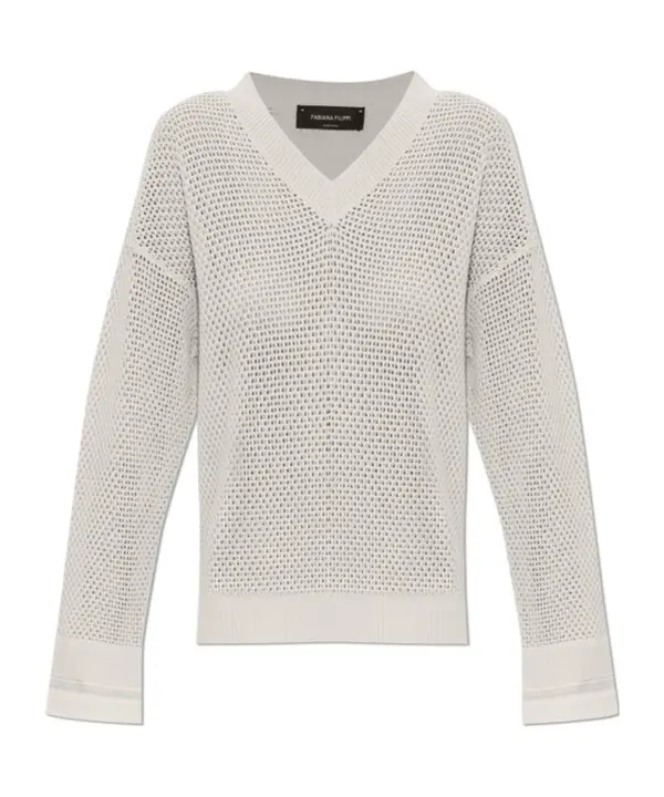 Fabiana Filippi V-neck Openwork Knit Sweater