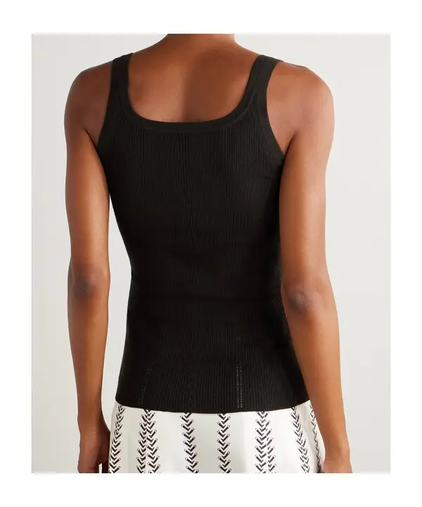 Gabriela Hearst Lucy Pointelle-knit Wool Tank Top - Chocolate-colored