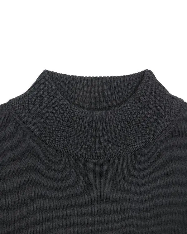 Karl Lagerfeld High Neck Long Sleeve Sweater - Black