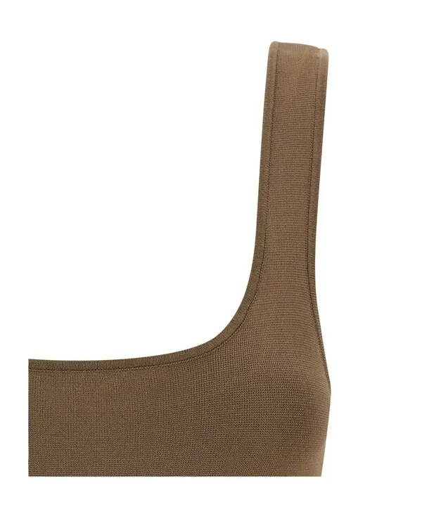 ENTIRE STUDIOS Square Neck Stretch Top - Brown