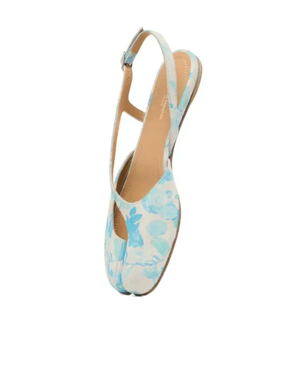 MAISON MARGIELA Tabi Slingback Ballerina With Floral Print - White/light Blue