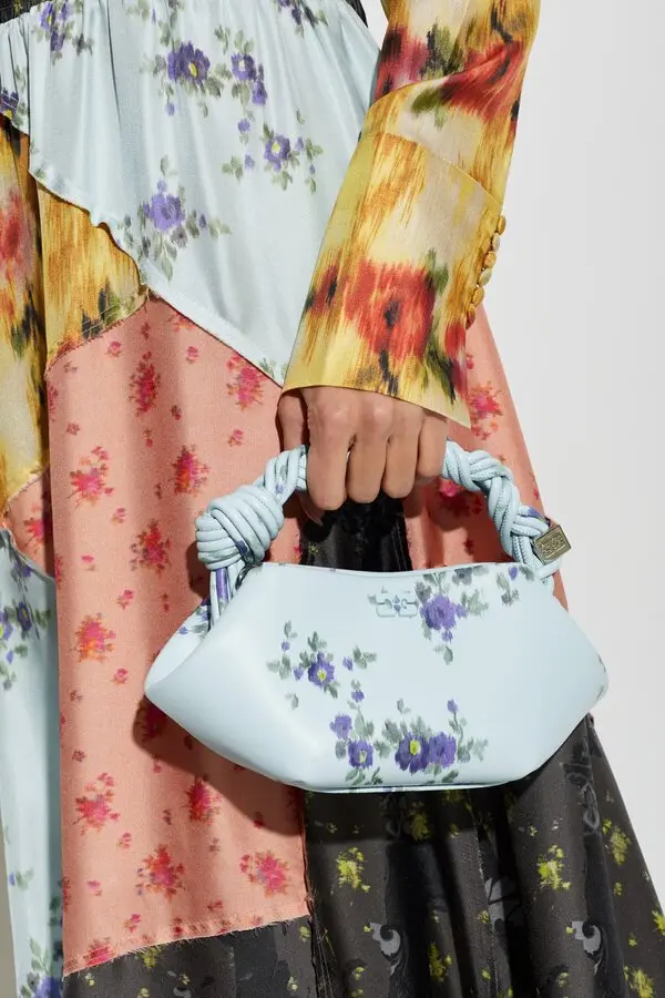 GANNI Mini Bou Bag In Printed Floral - Blue