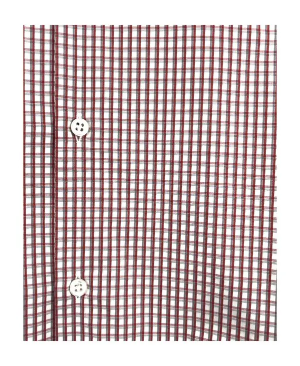 Hugo Boss Lapel Long-sleeved Shirt With Small Plaid Pattern