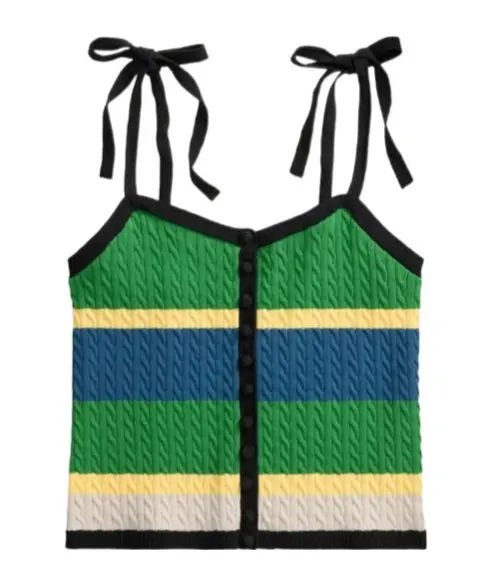 Polo Ralph Lauren Striped Crochet Knit Camisole - Green