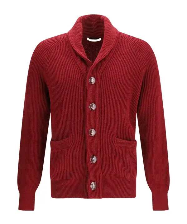 Brunello Cucinelli Collared Knit Sweater With Patch Pockets