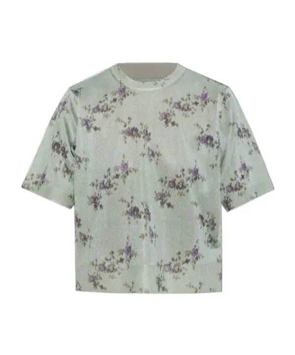 GANNI Floral Print Knit T-shirt