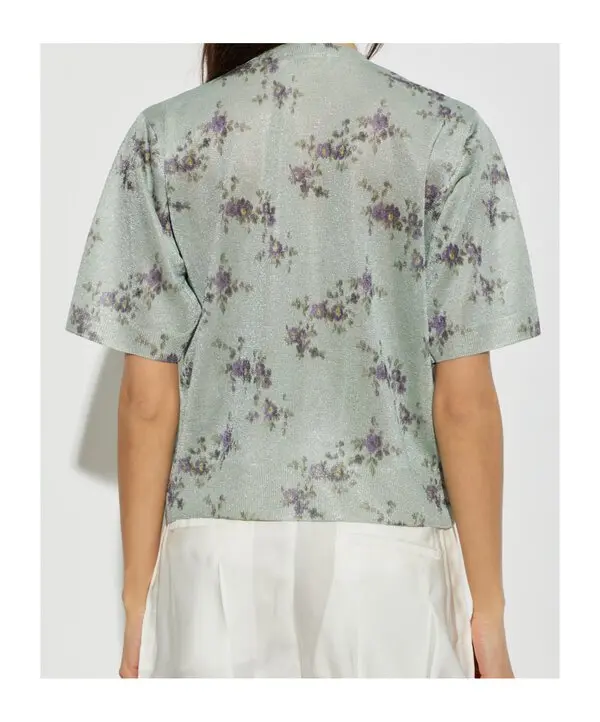 GANNI Floral Print Knit T-shirt