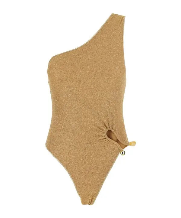 Oseree One Shoulder Maillot - Nude