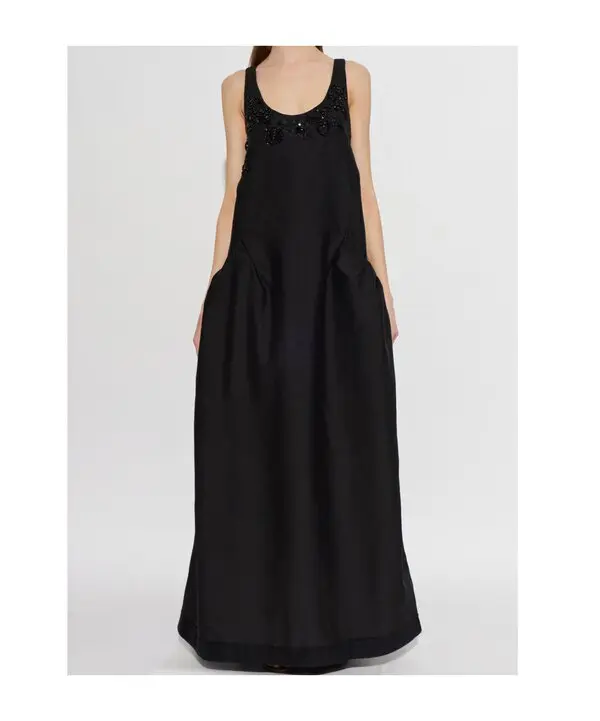 Dries Van Noten Sleeveless Maxi Dress With Embellished Neckline