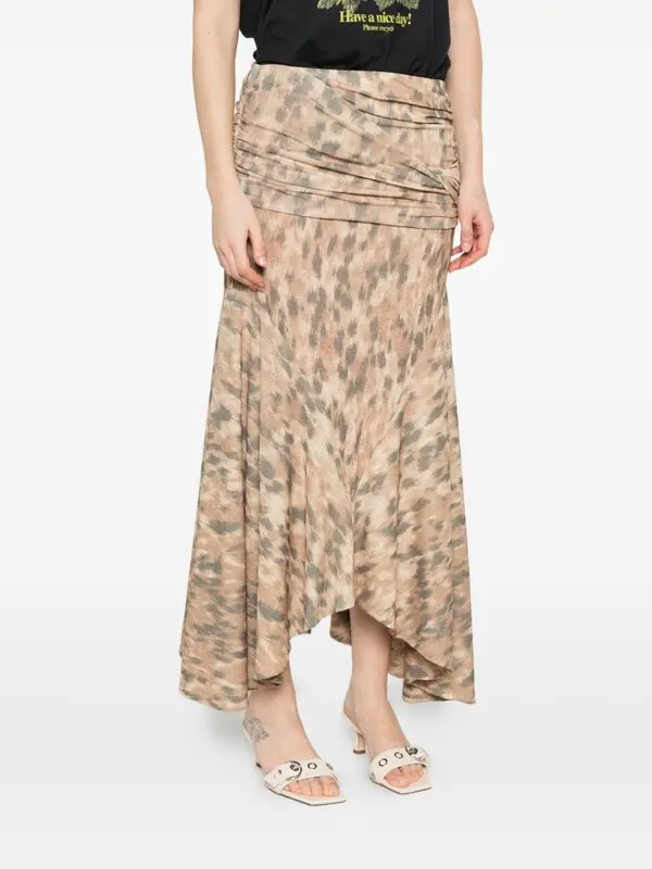 GANNI Butter Printed Leopard Skirt