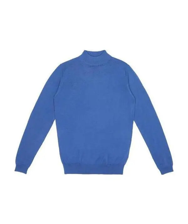 Karl Lagerfeld High Neck Long Sleeve Knit Sweater - Blue