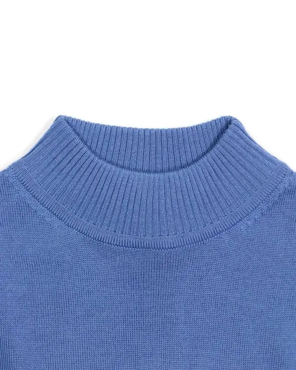 Karl Lagerfeld High Neck Long Sleeve Knit Sweater - Blue