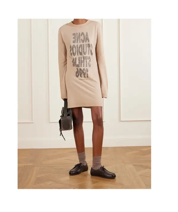 Acne Studios Printed Cotton-jersey Mini Dress