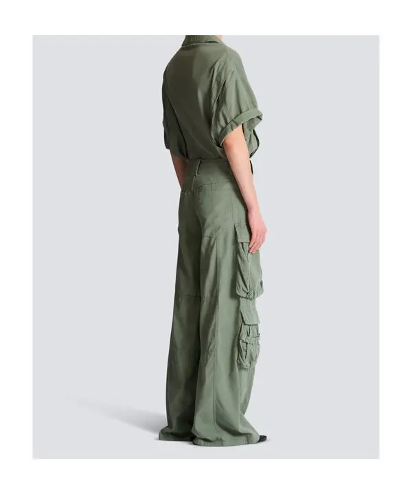 Balmain Cotton Cargo Pants With Belted Waist - Green