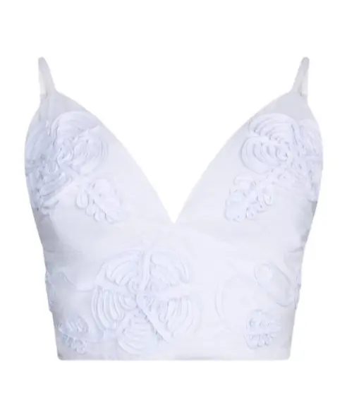 Liu Jo Embroidered Poplin Cropped Top - White