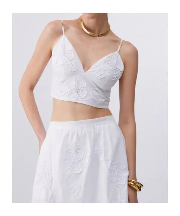 Liu Jo Embroidered Poplin Cropped Top