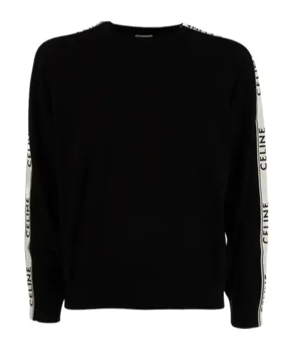 Celine Crewneck Sweater In Cotton With Patterned Detail
