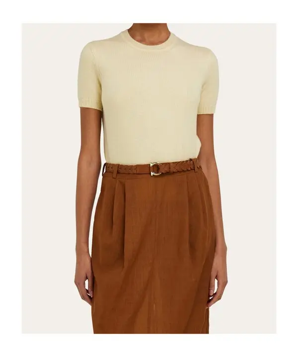 FERRAGAMO Gancini Braided Leather Belt