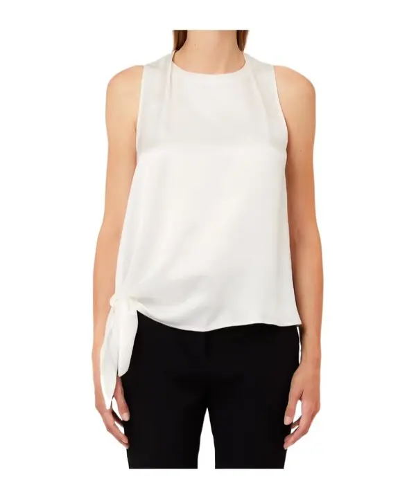 Liu Jo Satin Top With Bow Detail - Off White