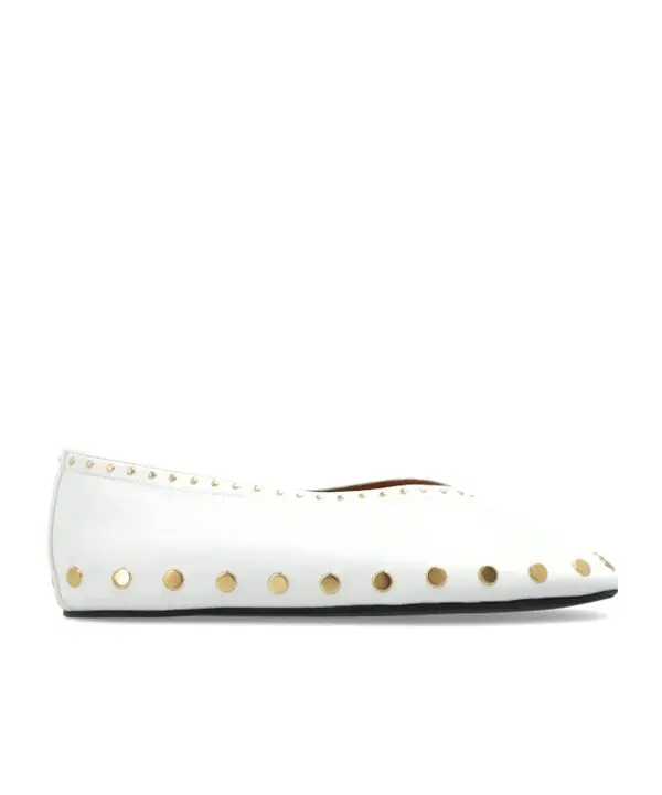 GANNI Jenny Ballerina With Stud Detailing - Egret