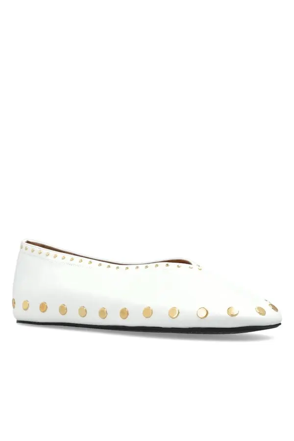 GANNI Jenny Ballerina With Stud Detailing - Egret