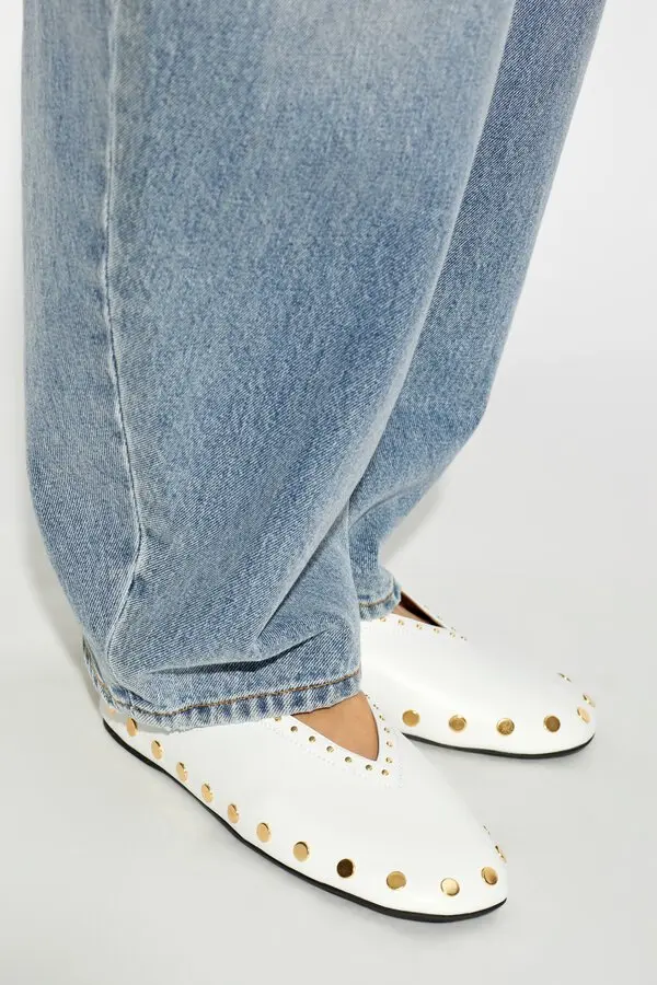 GANNI Jenny Ballerina With Stud Detailing - Egret