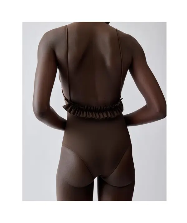 Jacquemus The Cabana Ruffled Swimsuit - Brown