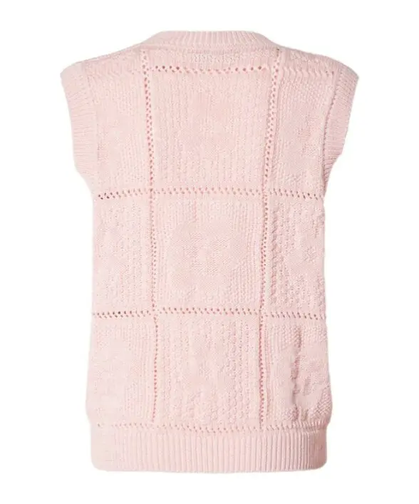 Fendi Crocheted Cotton V-neck Gilet With Flower Appliqu